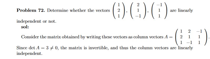 Solved Problem 72. Determine whether the vectors | Chegg.com