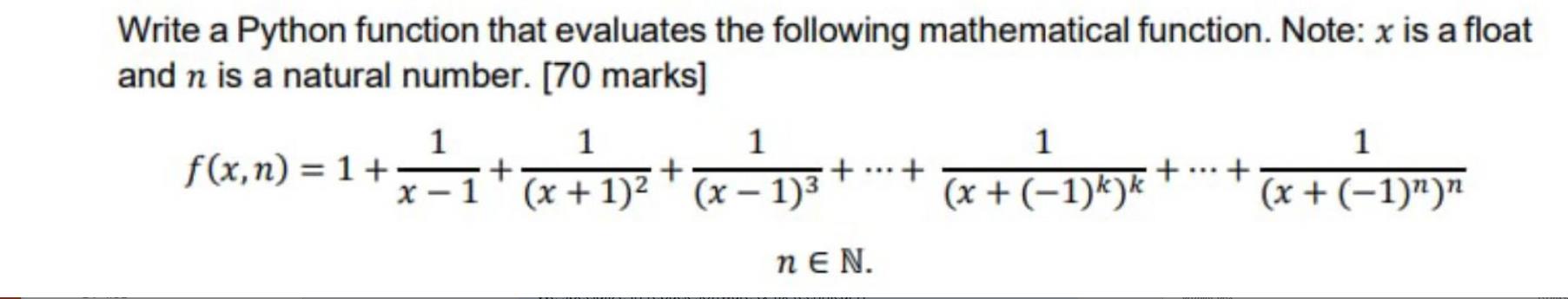 Solved Write A Python Function That Evaluates The Following 