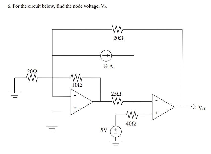 Solved 6. For the circuit below, find the node voltage, V0. | Chegg.com
