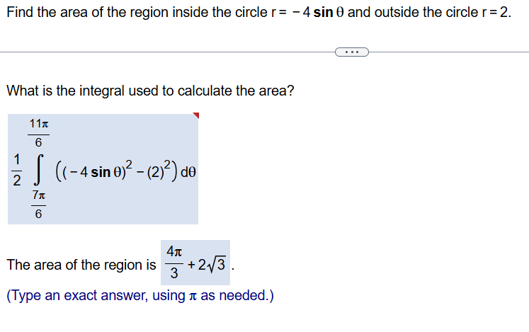 Solved Find the area of the region inside the circle | Chegg.com