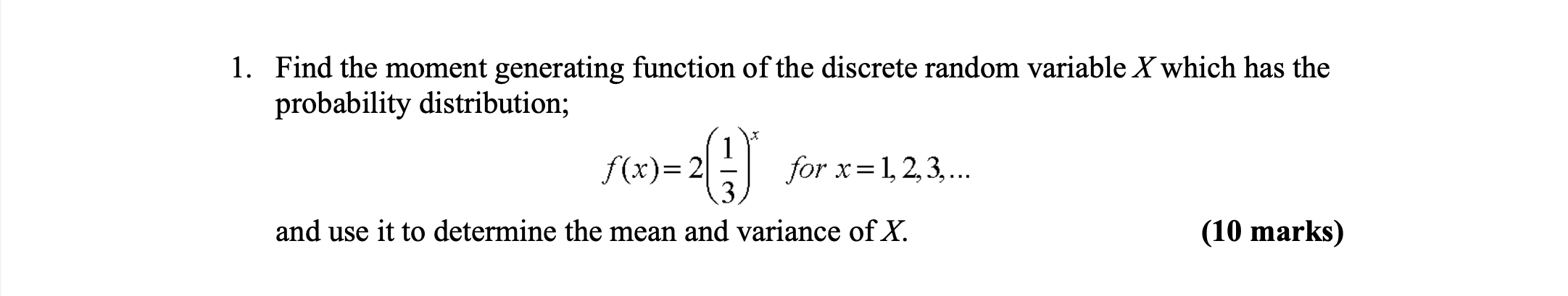 Solved Find the moment generating function of the discrete | Chegg.com