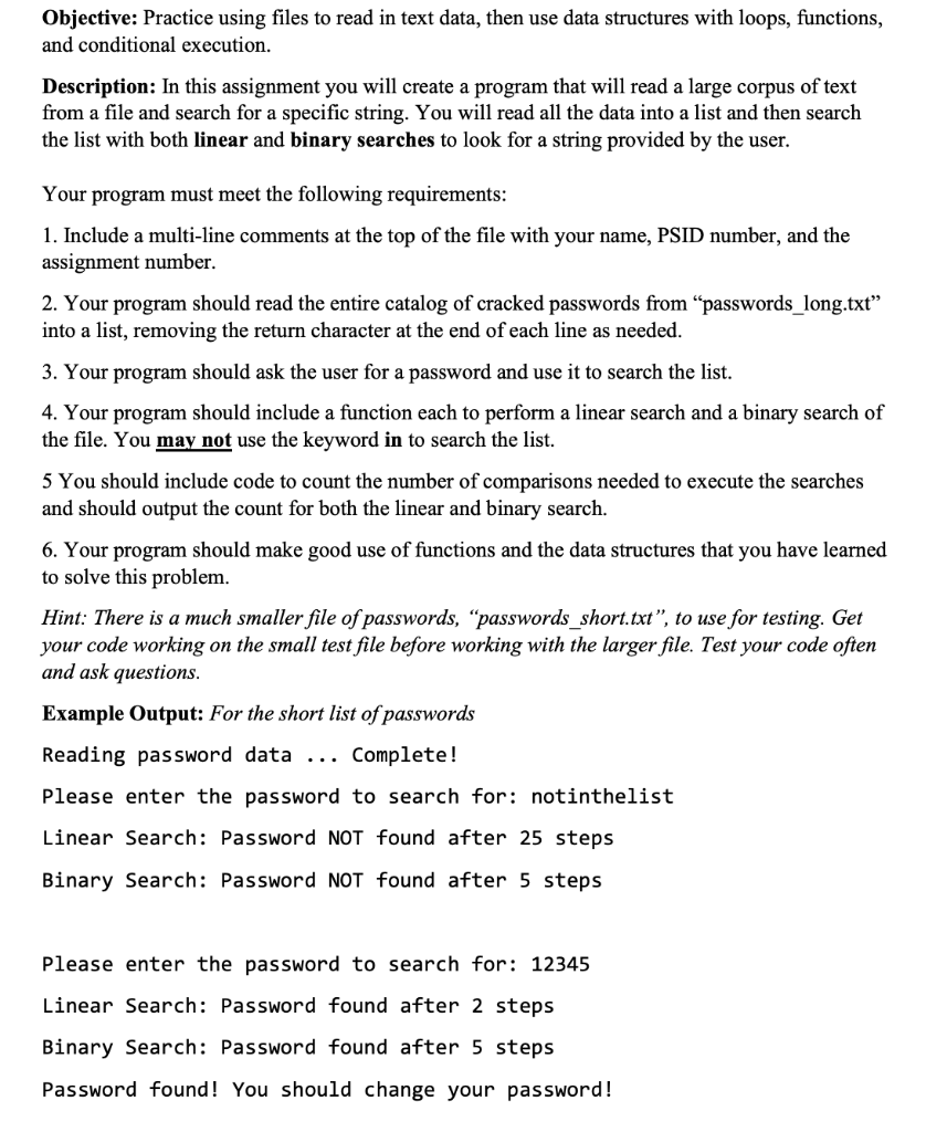 Solved Objective: Practice using files to read in text data, | Chegg.com
