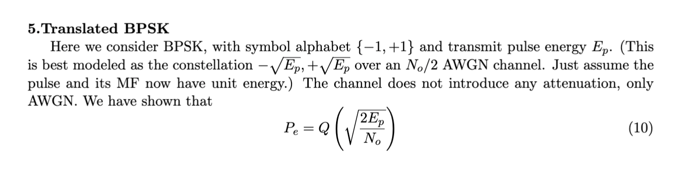 Solved 5.Translated BPSK Here we consider BPSK, with symbol | Chegg.com