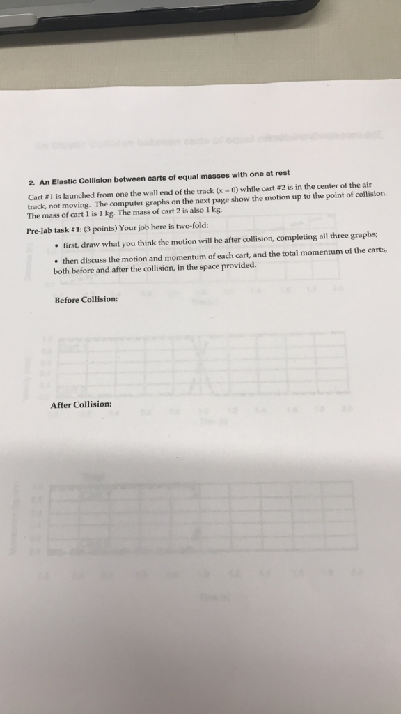 Solved 2. An Elastic Collision between carts of equal masses | Chegg.com