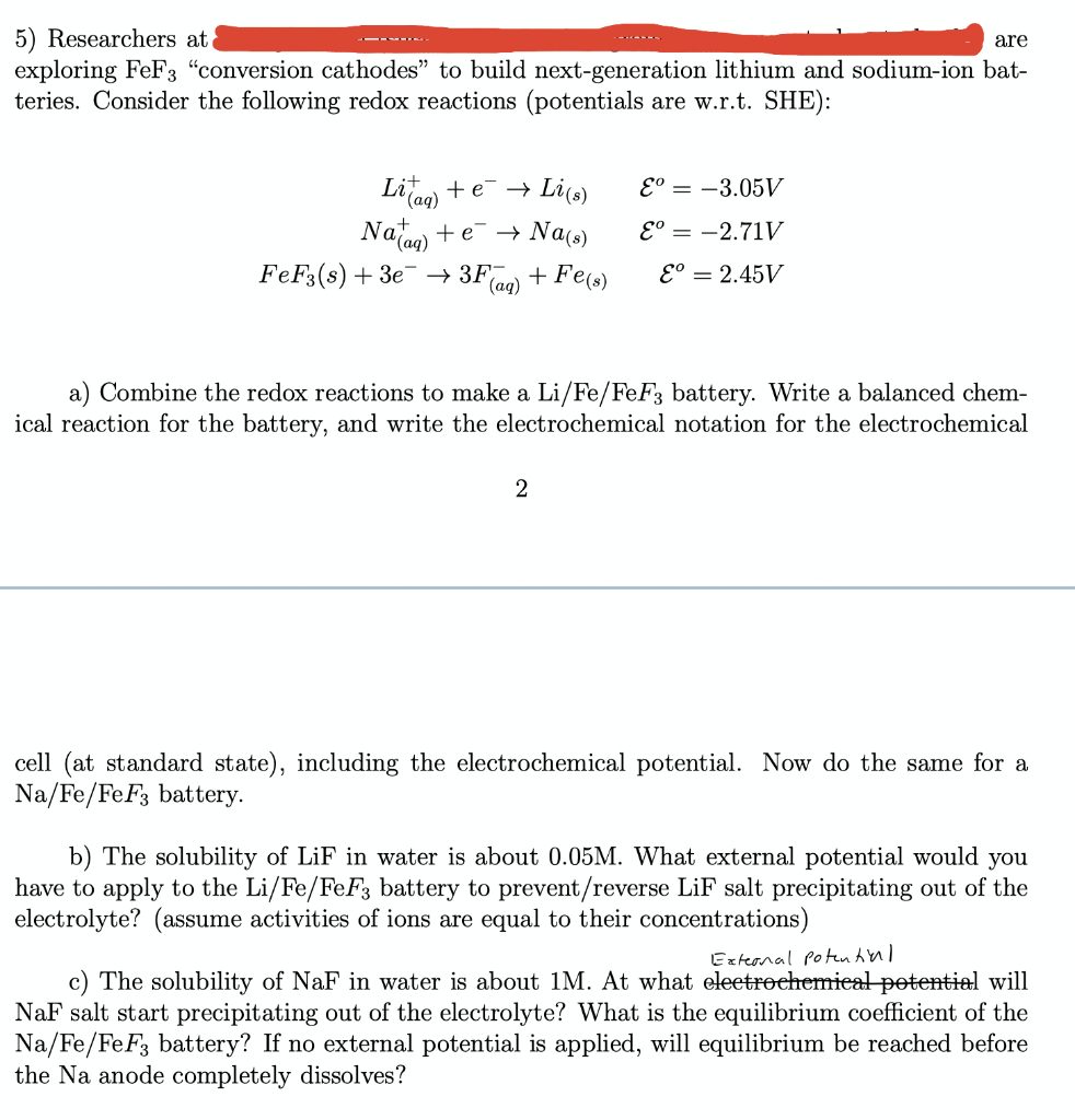 Solved are 5) Researchers at exploring FeF3 "conversion | Chegg.com