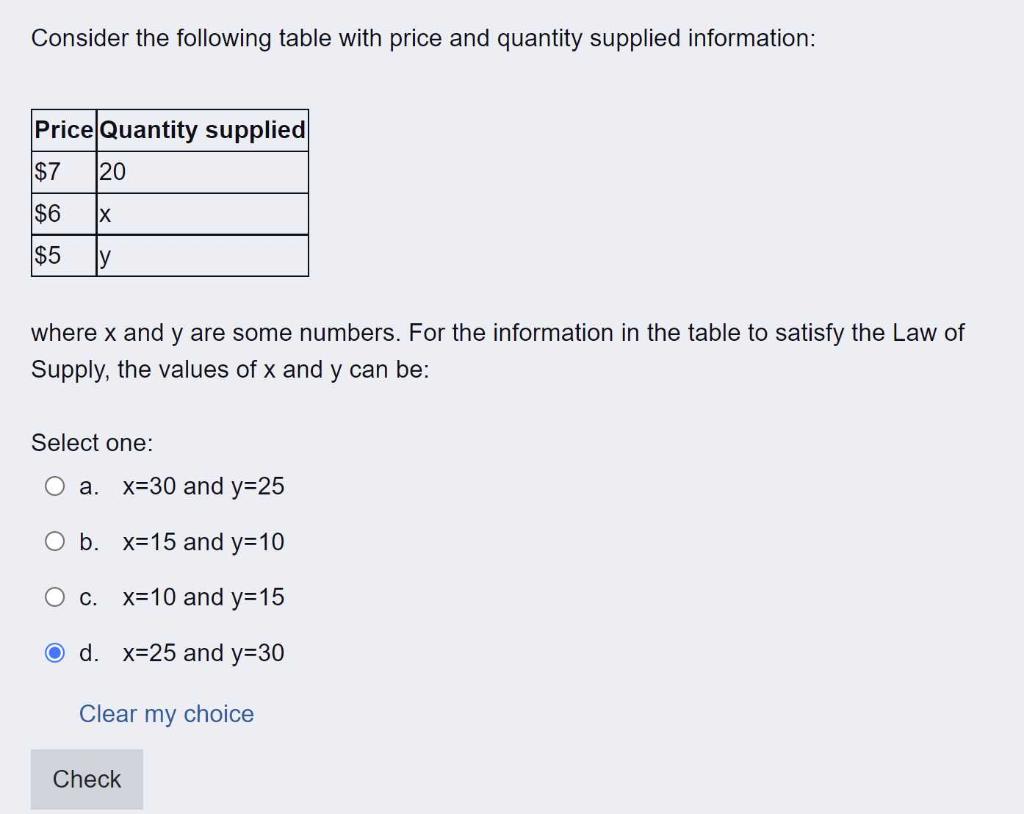 Solved Consider the following table with price and quantity | Chegg.com