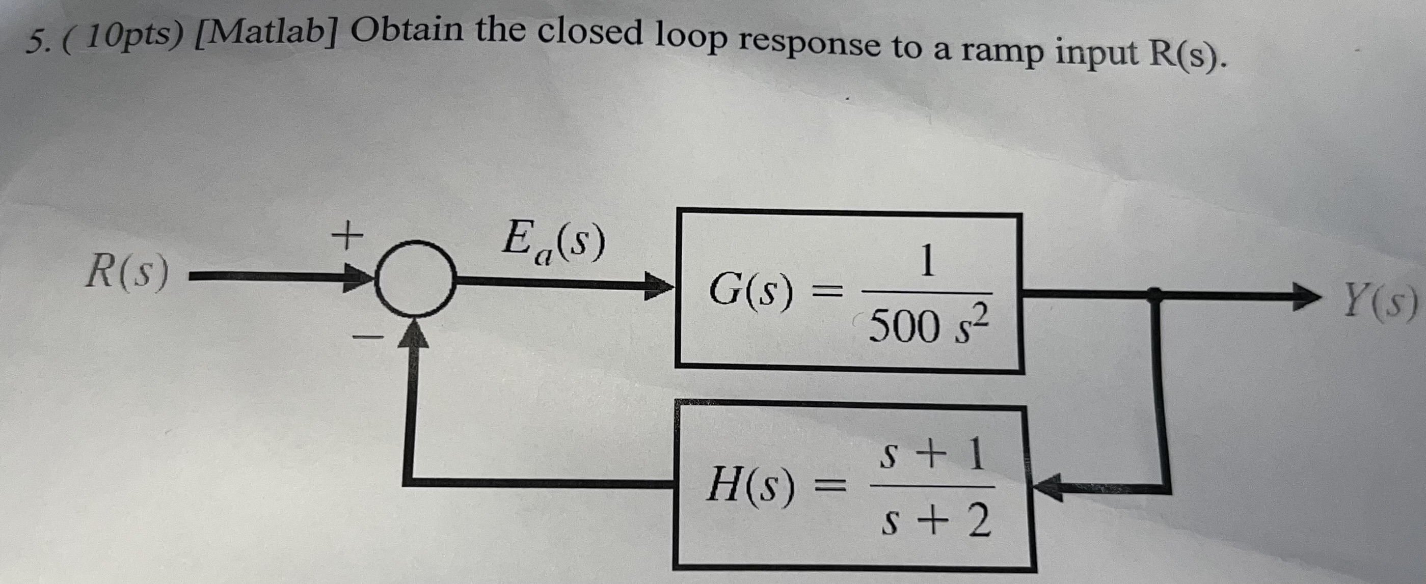 5. (10pts) [Matlab] Obtain the closed loop response | Chegg.com