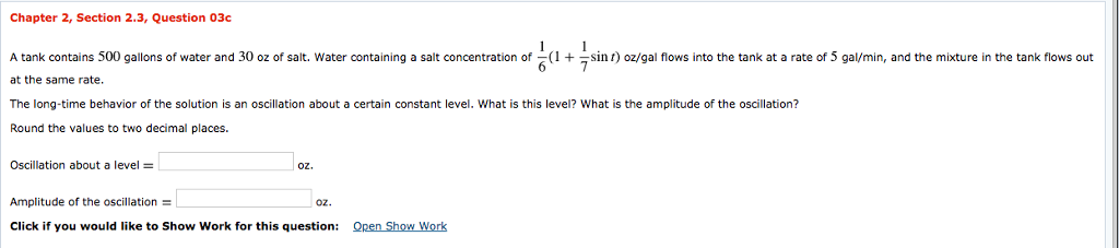 Solved Chapter 2, Section 2.3, Question 03c A tank contains | Chegg.com