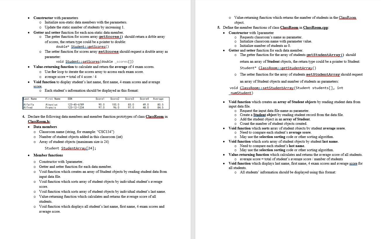 Solved Input data file "studentInfo.txt" CSC134 C++ | Chegg.com