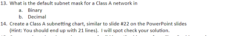 13 Default Subnet Mask Class Network Binary B Decimal 14 Create Class ...