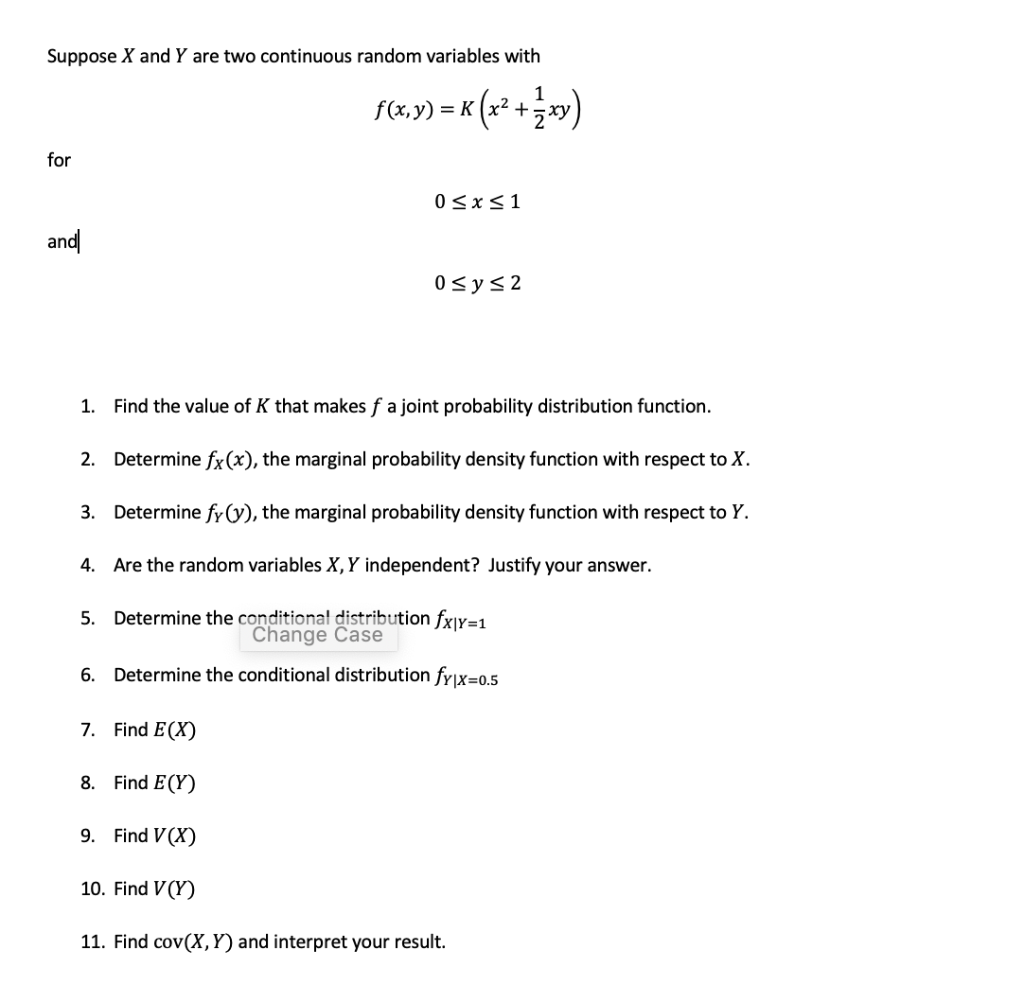 Solved Suppose X and Y are two continuous random variables | Chegg.com