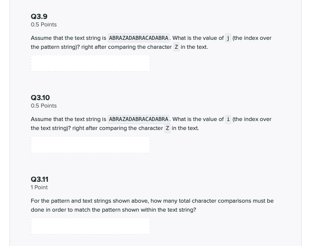 Solved Q3 6 Points Consider the mismatched character | Chegg.com