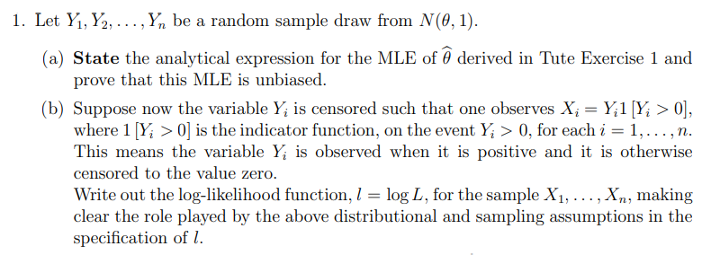 Solved Let Y1,Y2,dots,Yn ﻿be a random sample draw from | Chegg.com