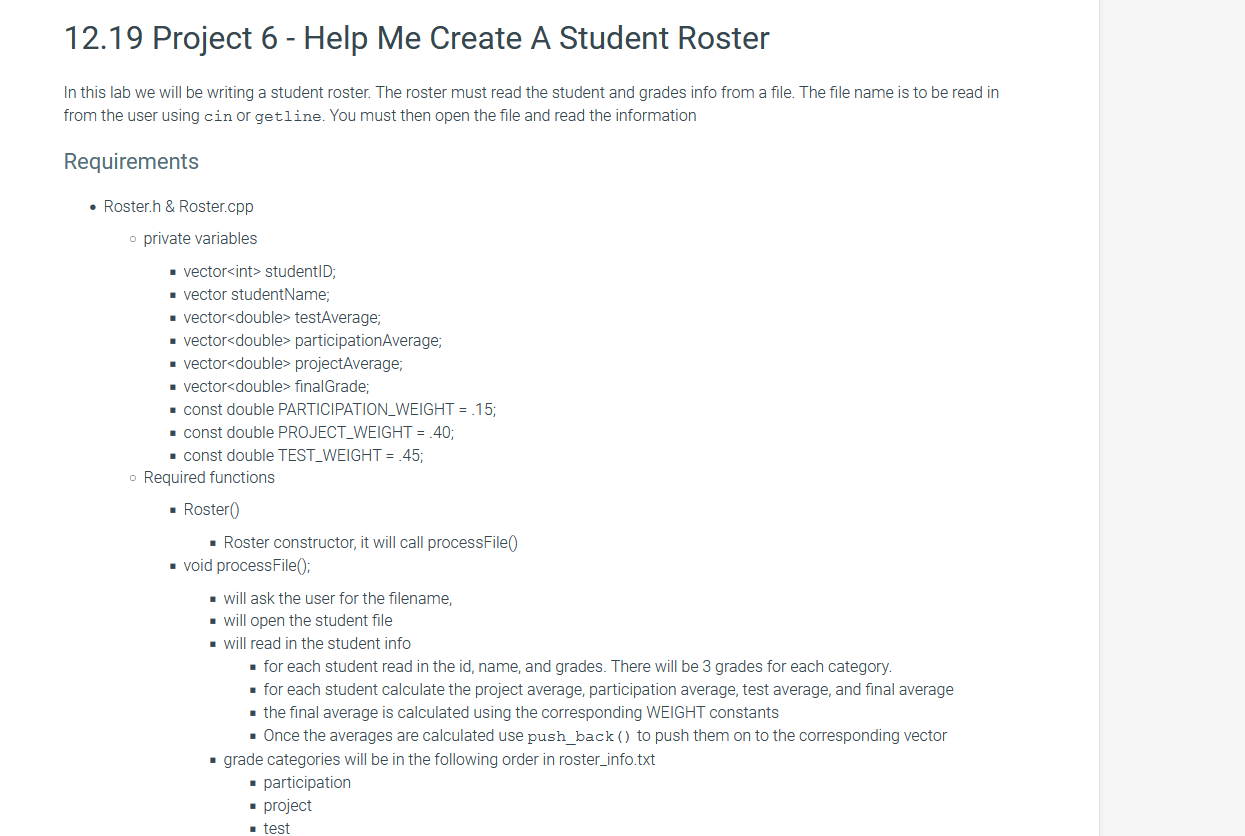 Solved 12.19 Project 6 - Help Me Create A Student Roster In | Chegg.com