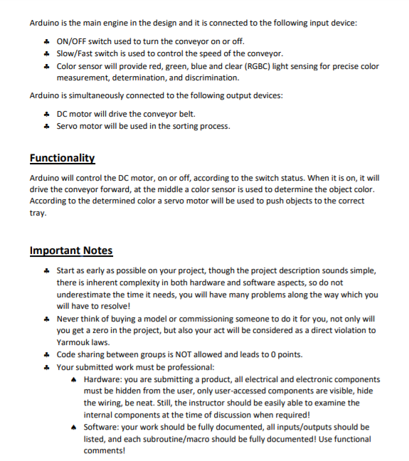 Solved Embedded Systems Lab Conveyor Belt and Color Based | Chegg.com