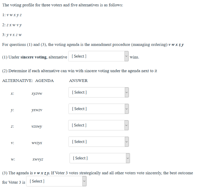 Solved The voting profile for three voters and five | Chegg.com