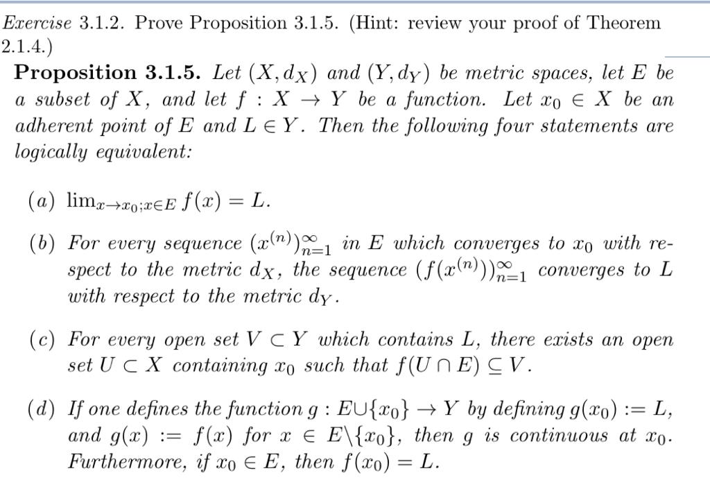 Solved Exercise 3.1.2. Prove Proposition 3.1.5. (Hint: | Chegg.com