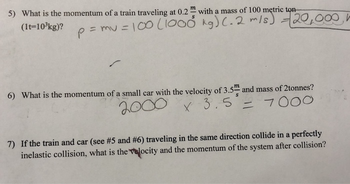 Solved 5) What is the momentum of a train traveling at | Chegg.com