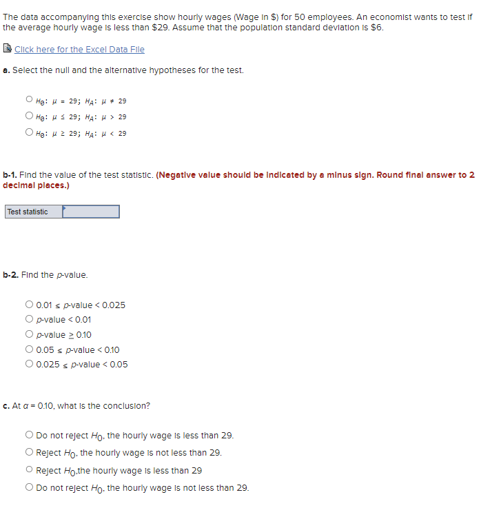 Excel file | Chegg.com
