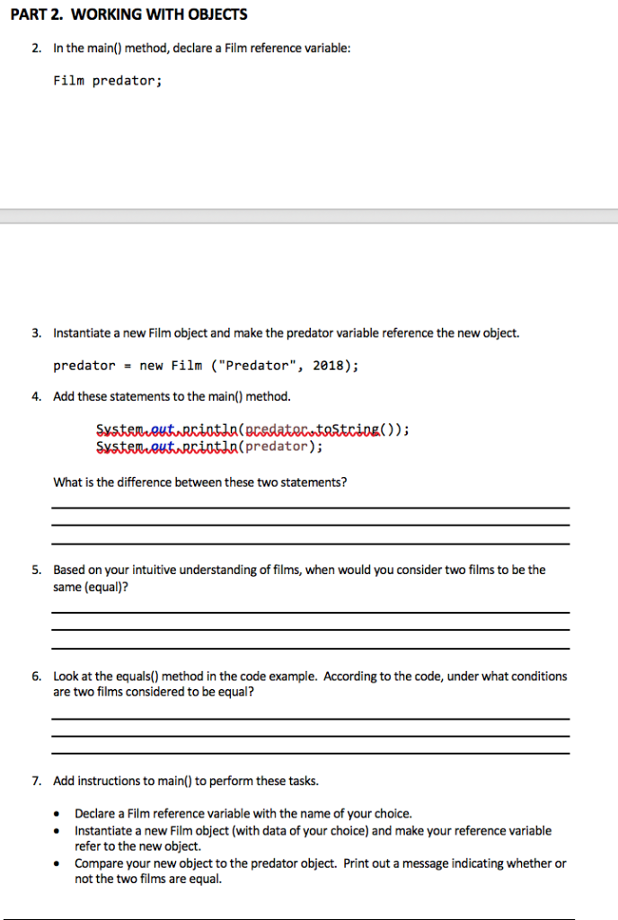 Solved PART 1. GETTING STARTED Create a new class. Name it | Chegg.com