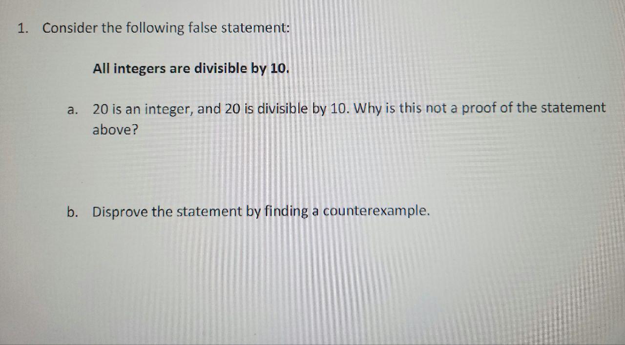 Solved Consider the following false statement: All integers | Chegg.com