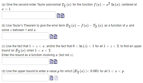 Solved (a) Give the second-order Taylor polynomial T2(x) for | Chegg.com