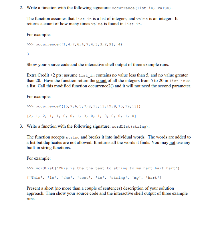 Solved 2. Write a function with the following signature: | Chegg.com