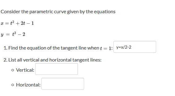Solved Consider the parametric curve given by the equations | Chegg.com