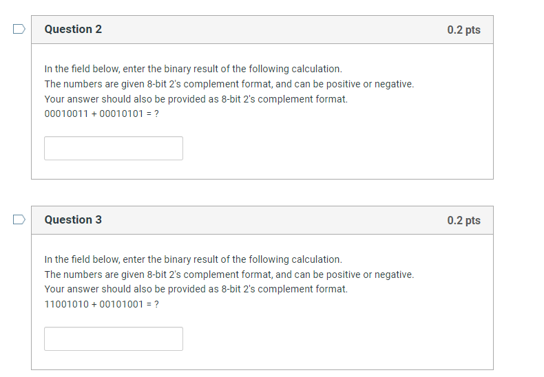 Solved In the field below, enter the binary result of the | Chegg.com