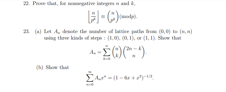 22. Prove that, for nonnegative integers n and k, | Chegg.com
