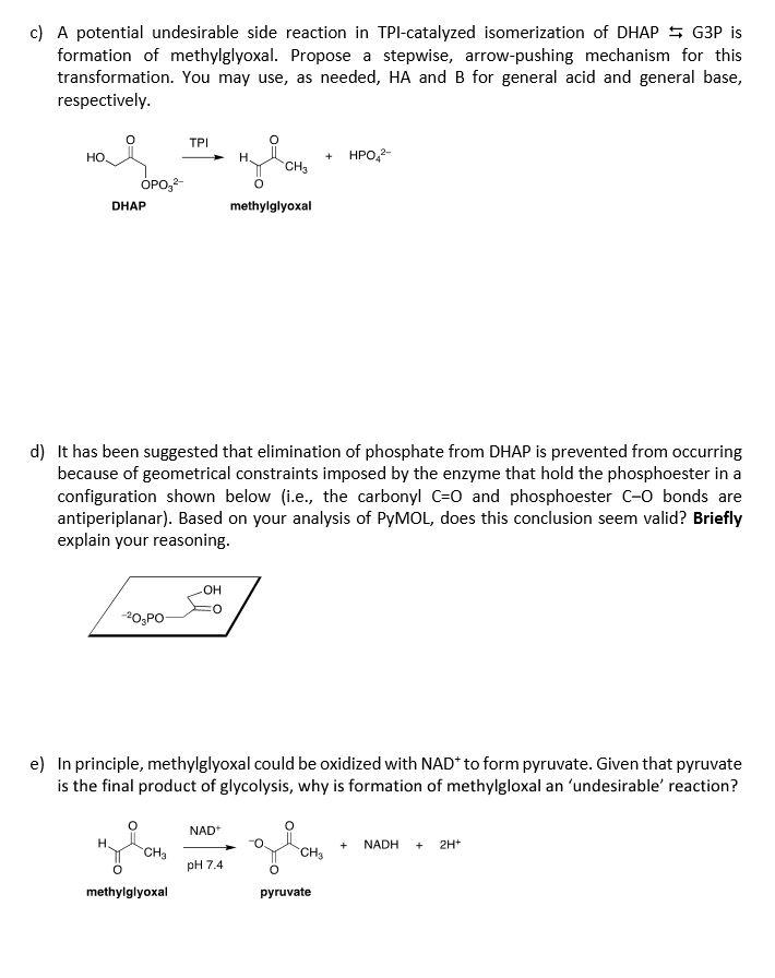 Solved PROBLEM 5 (26 points) Triose phosphate isomerase | Chegg.com