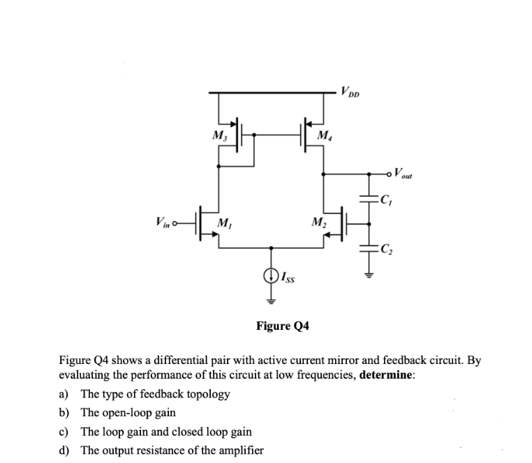 Solved Figure Q4 Figure Q4 shows a differential pair with | Chegg.com