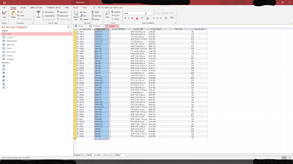 Solved Write a query to display the class code and the | Chegg.com