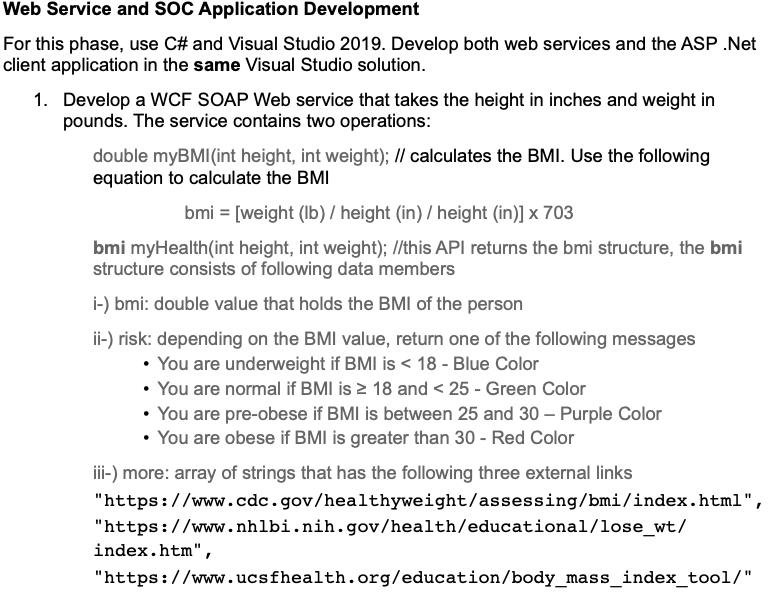 Solved Web Service and SOC Application Development For this | Chegg.com