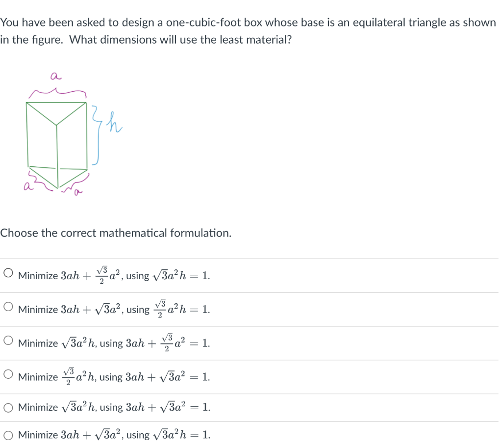 Solved You have been asked to design a one-cubic-foot box | Chegg.com