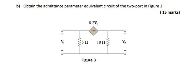 Solved b) Obtain the admittance parameter equivalent circuit | Chegg.com
