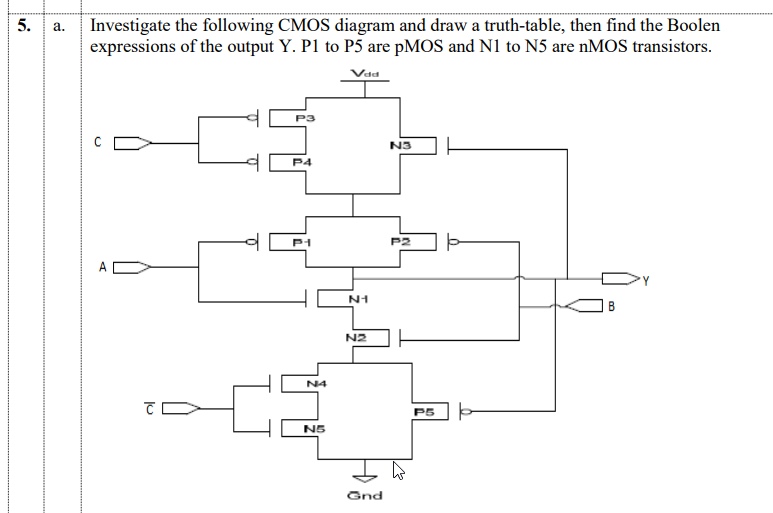 Solved a. ﻿Investigate the following CMOS diagram and draw a | Chegg.com