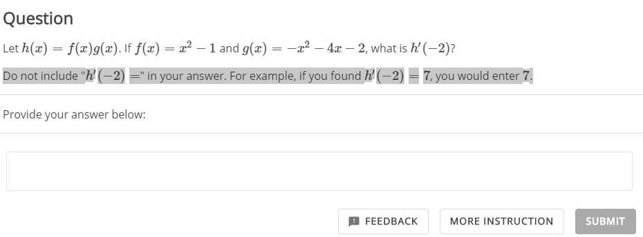 Solved Let h(x)=f(x)g(x). If f(x)=x2−1 and g(x)=−x2−4x−2, | Chegg.com Solved Let h(x)=f(x)g(x). If f(x)=x2−1 and g(x)=−x2−4x−2, | Chegg.com