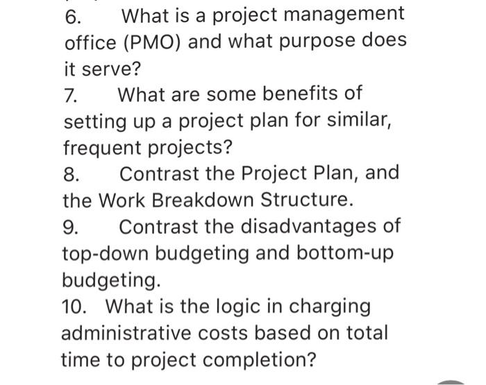 Solved 6. What is a project management office (PMO) and what | Chegg.com