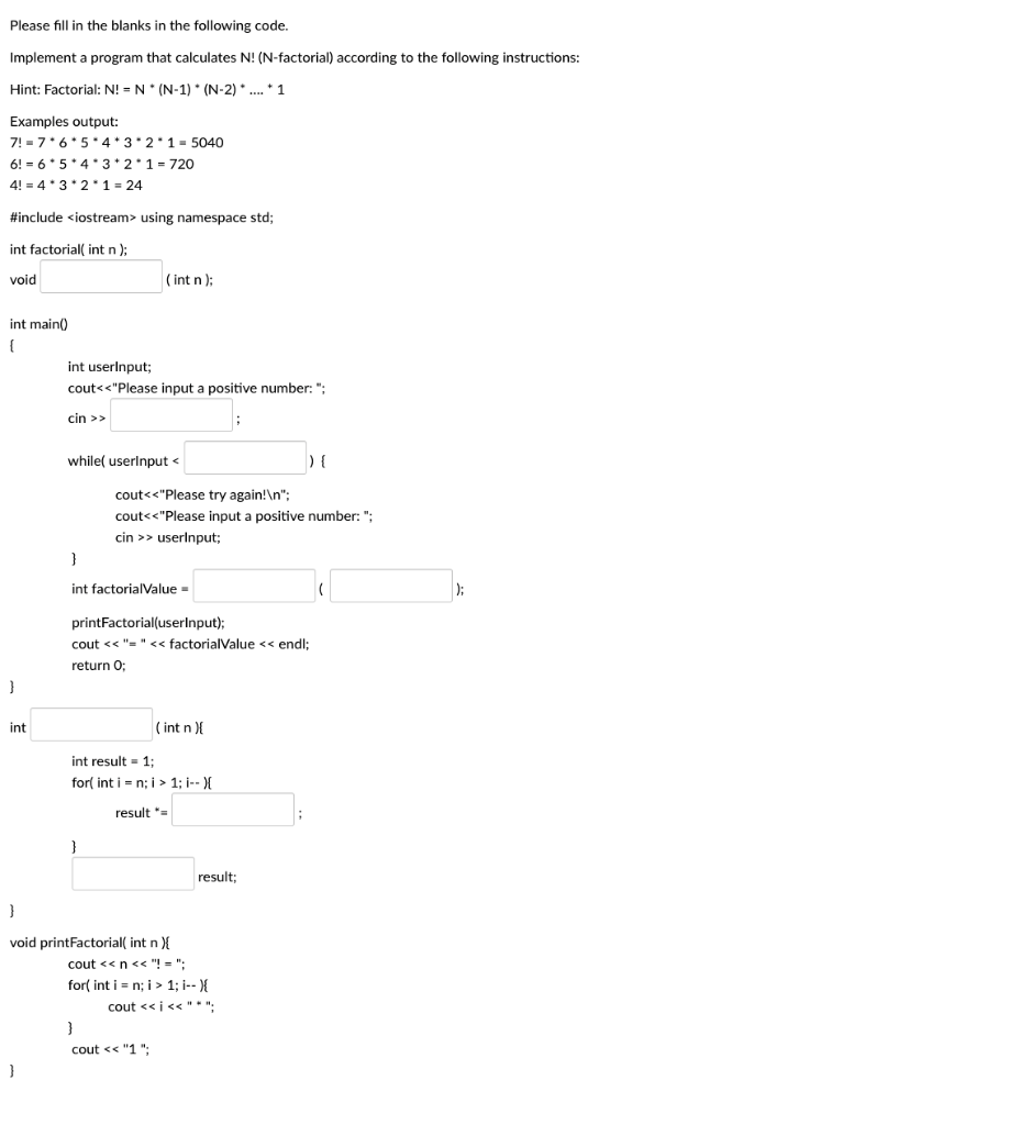 Solved Please fill in the blanks in the following code. | Chegg.com