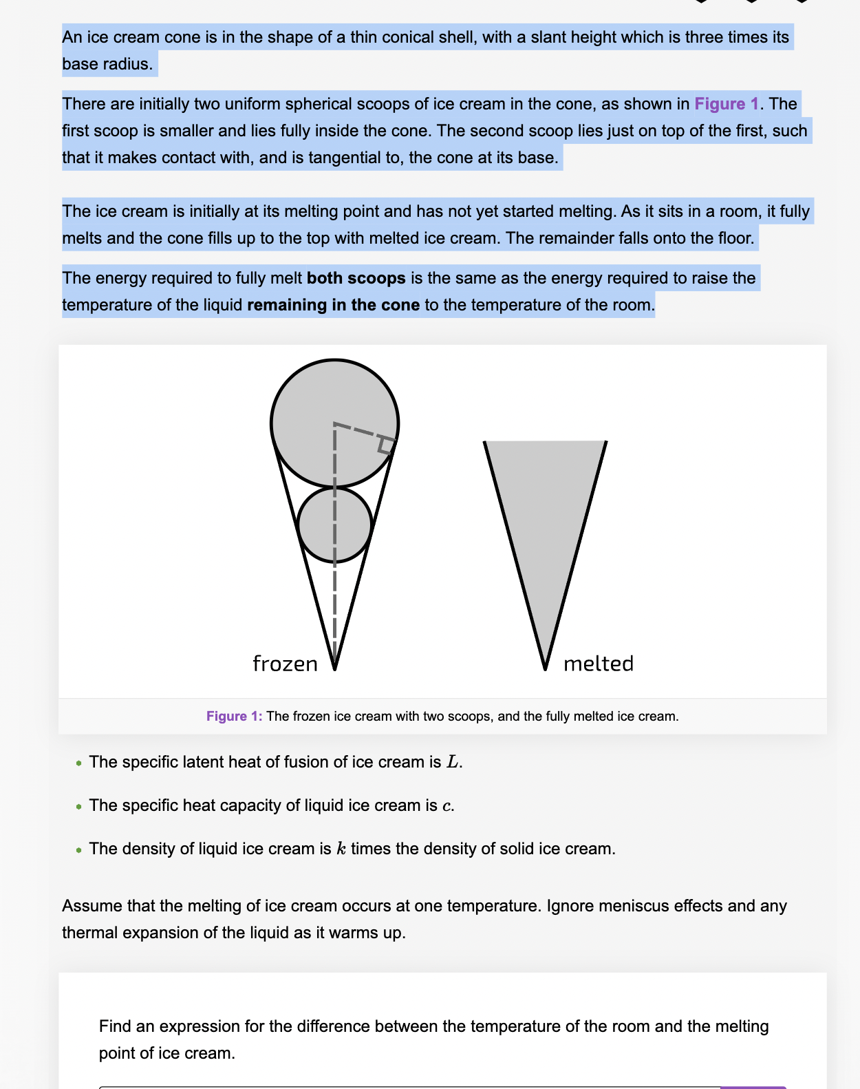 Solved An ice cream cone is in the shape of a thin conical | Chegg.com