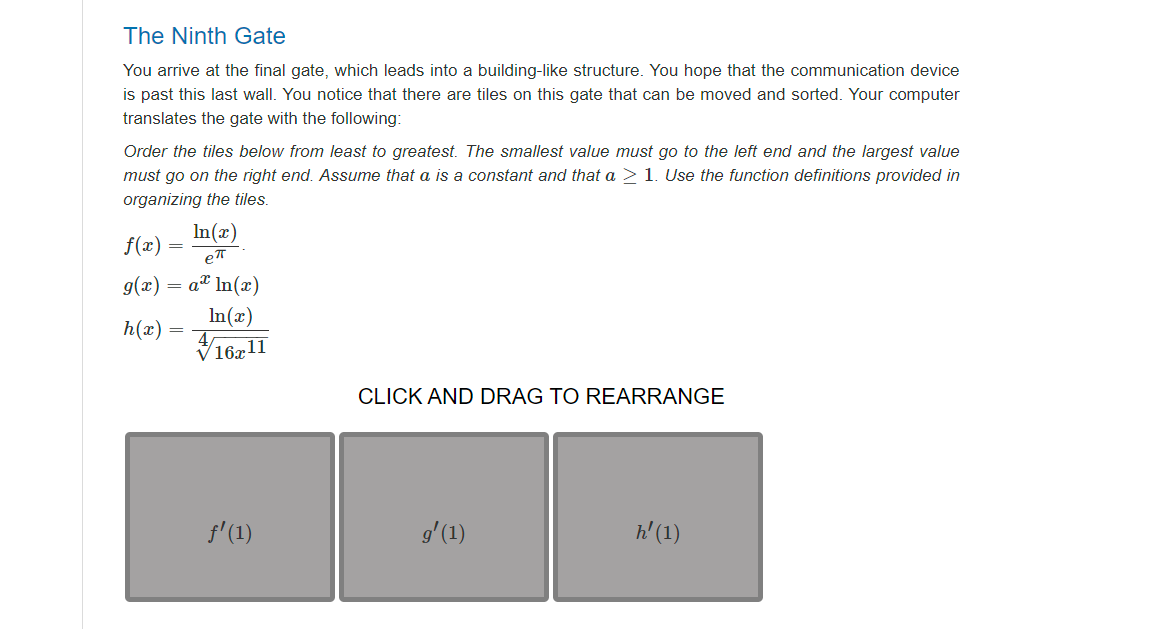 Solved The Ninth GateYou arrive at the final gate, which | Chegg.com