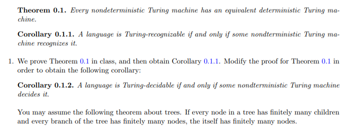 Solved Theorem 0.1. Every nondeterministic Turing machine | Chegg.com