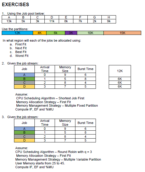 Solved EXERCISES | 1. Using the Job pool below: А B с 13k 5k | Chegg.com