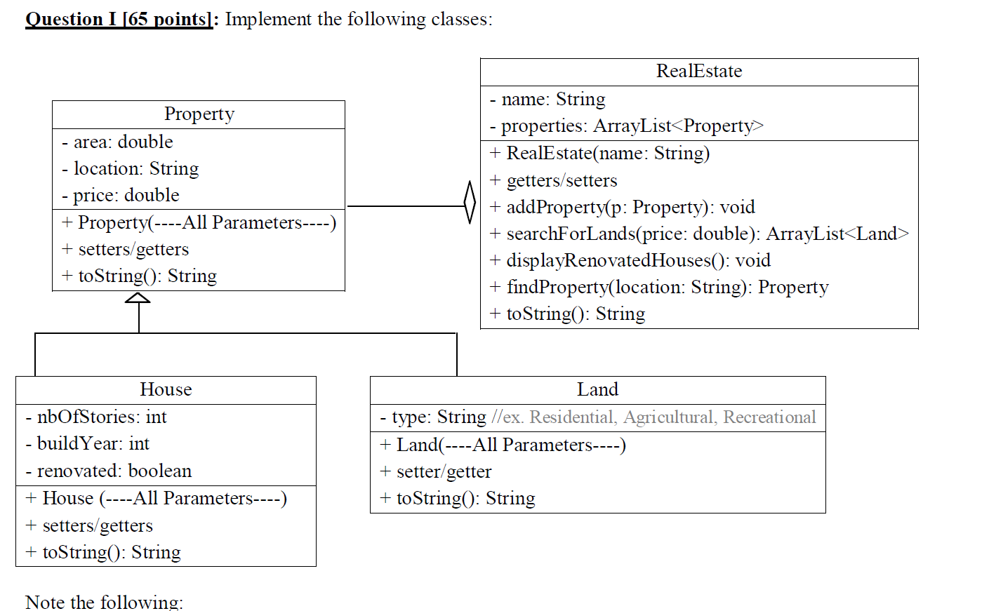 Solved Question I [65 points]: Implement the following | Chegg.com