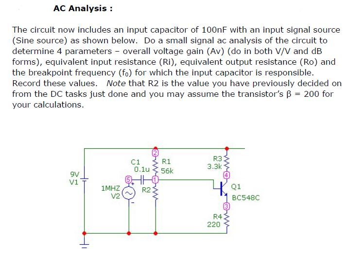 Solved AC Analysis : The circuit now includes an input | Chegg.com