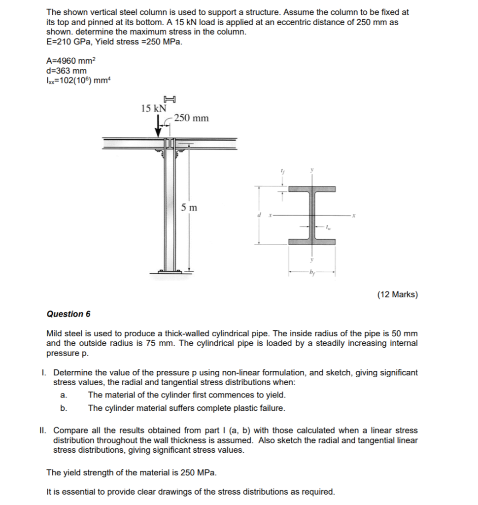 Solved The shown vertical steel column is used to support a | Chegg.com
