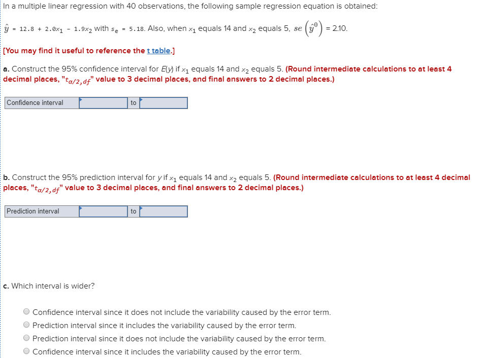 Solved In a multiple linear regression with 40 observations, | Chegg.com
