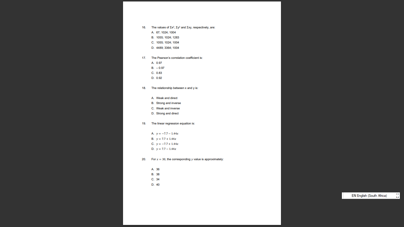 Solved Questions 15−20 refer to the problem below. Consider | Chegg.com Solved Questions 15−20 refer to the problem below. Consider | Chegg.com