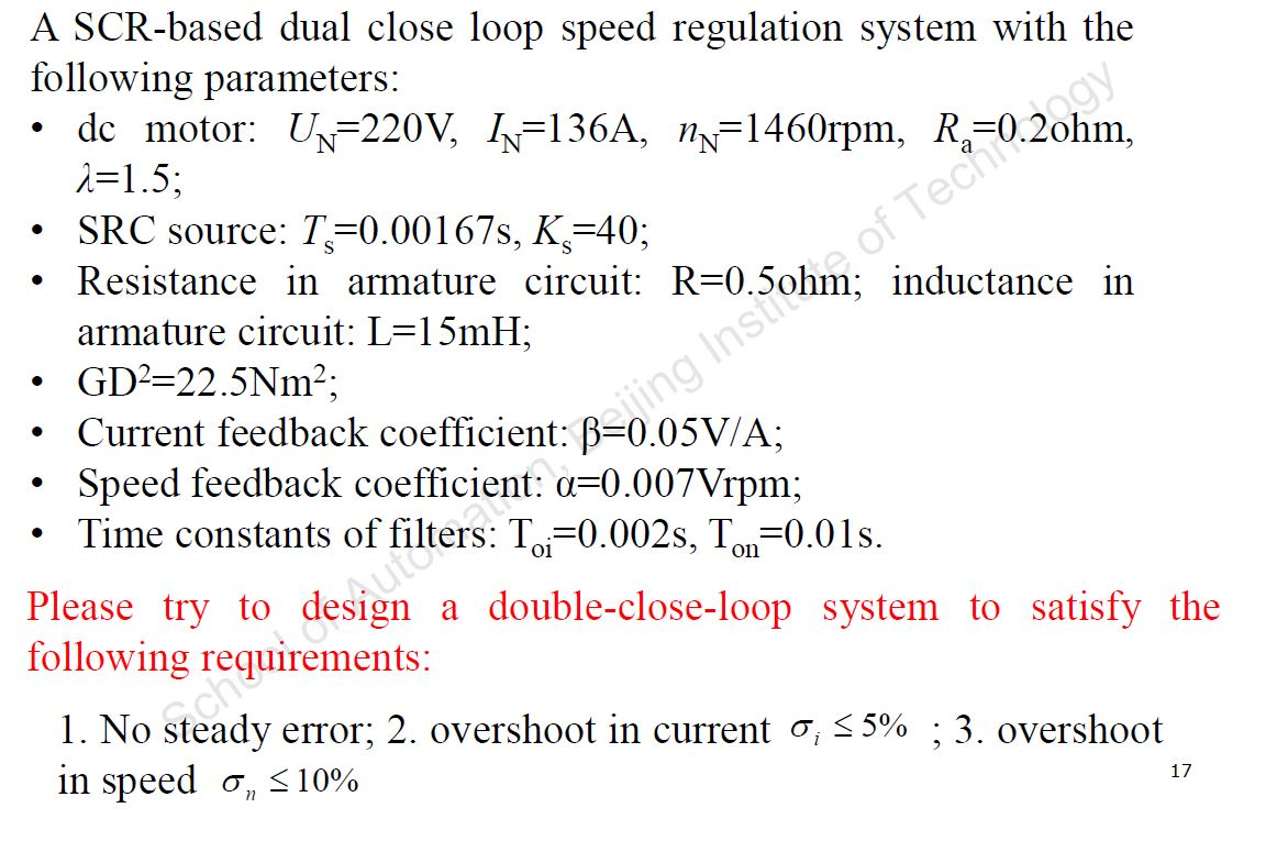A SCR-based dual close loop speed regulation system | Chegg.com